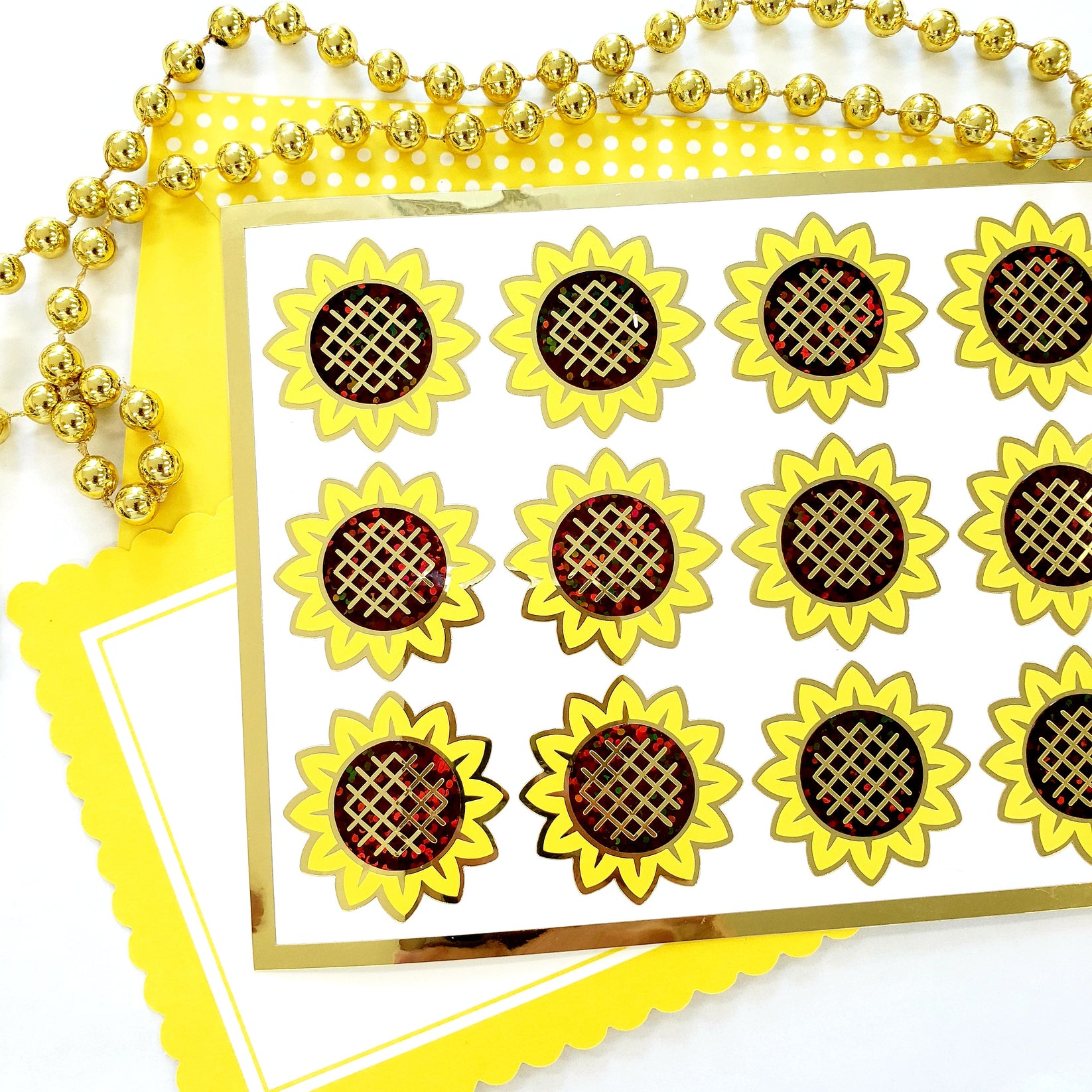 Sunflower Stickers, set of 12, gold outline – Fairy Dust Decals