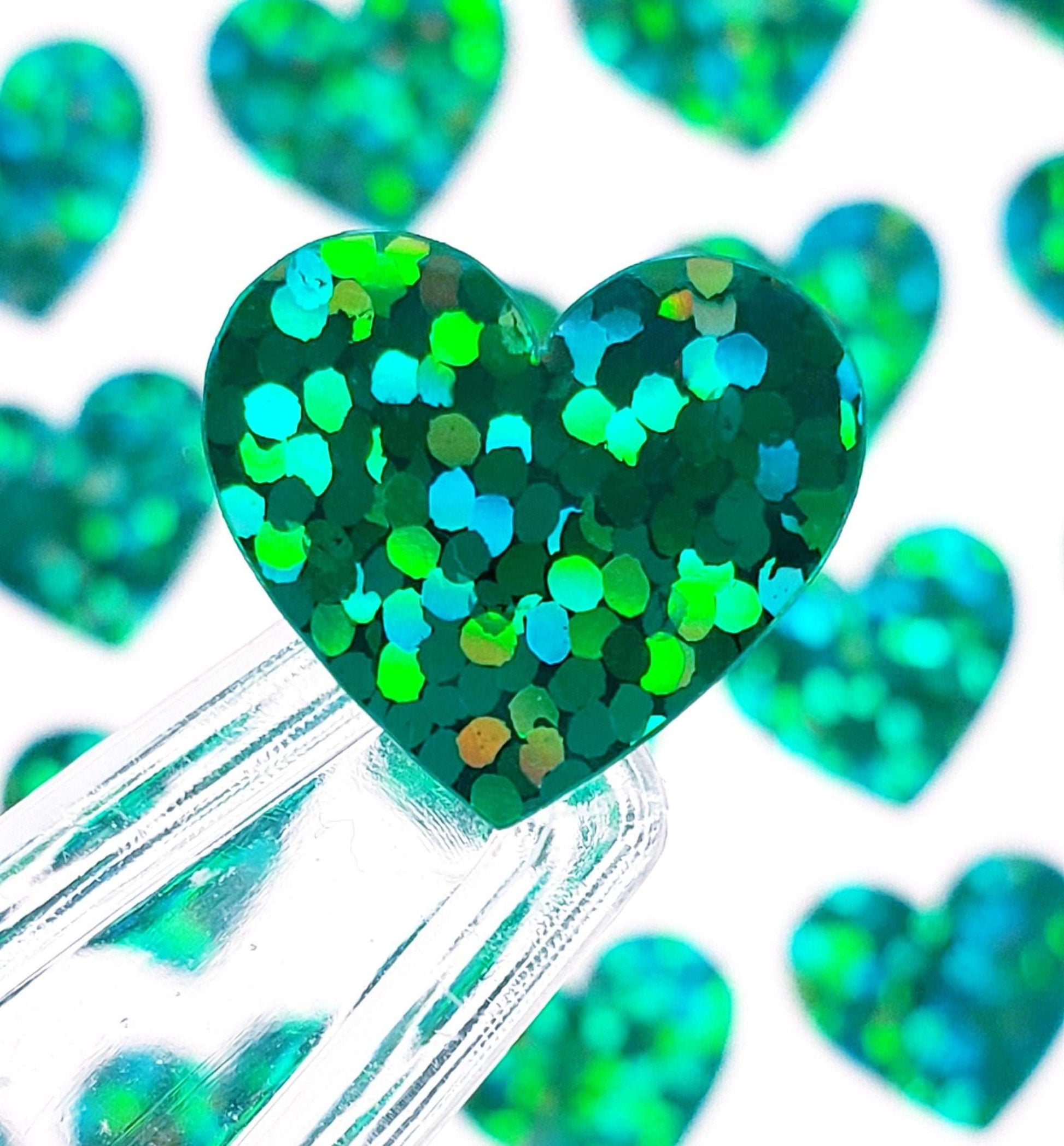 Green Glitter Heart Stickers – Fairy Dust Decals