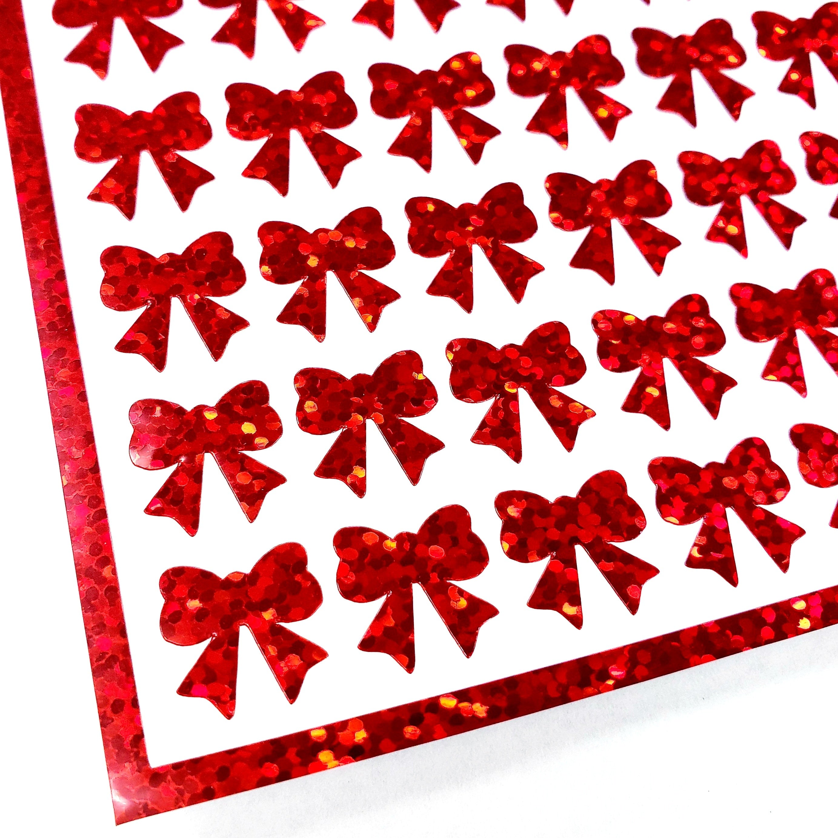 Red Bow Stickers, set of 96 small sparkly ribbons – Fairy Dust Decals