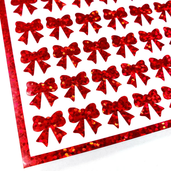 Red Bow Stickers, set of 96 small sparkly ribbons – Fairy Dust Decals
