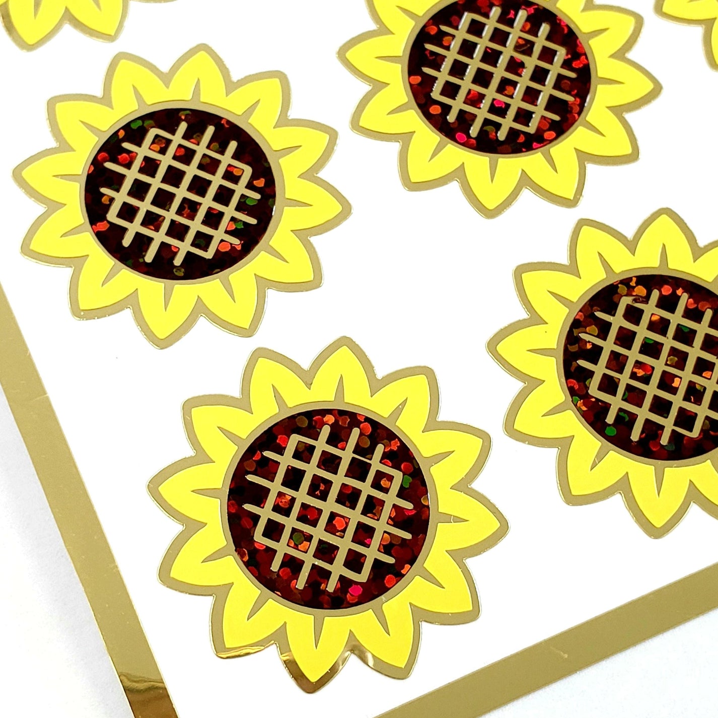 Sunflower Stickers, set of 12, gold outline – Fairy Dust Decals