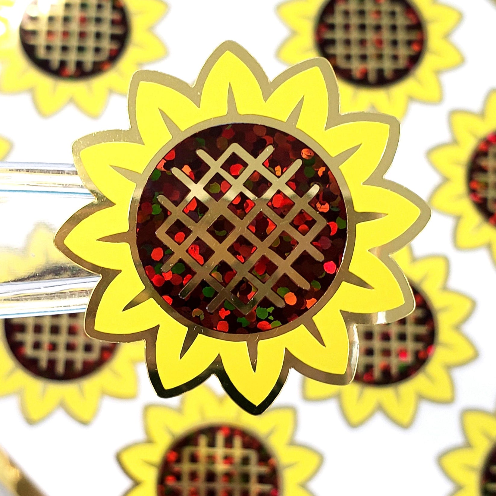 Sunflower Stickers, set of 12, gold outline – Fairy Dust Decals