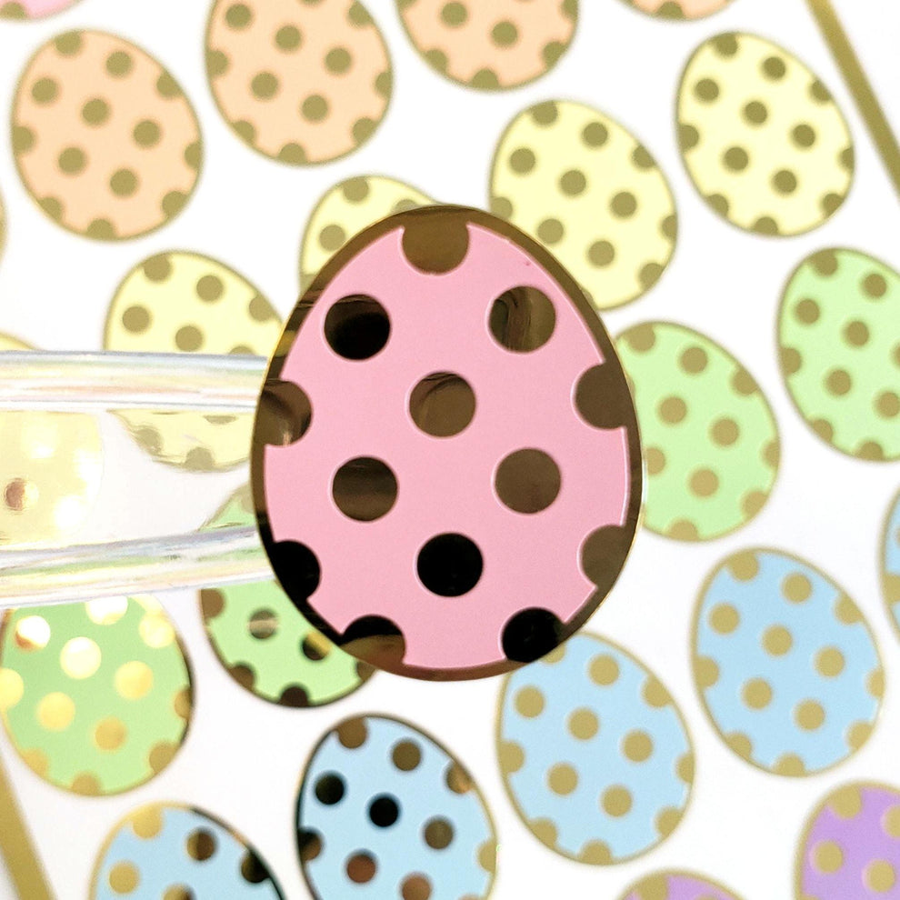 Pastel Polka Dot Easter Egg Stickers, set of 30 with gold outline. – Fairy Dust Decals