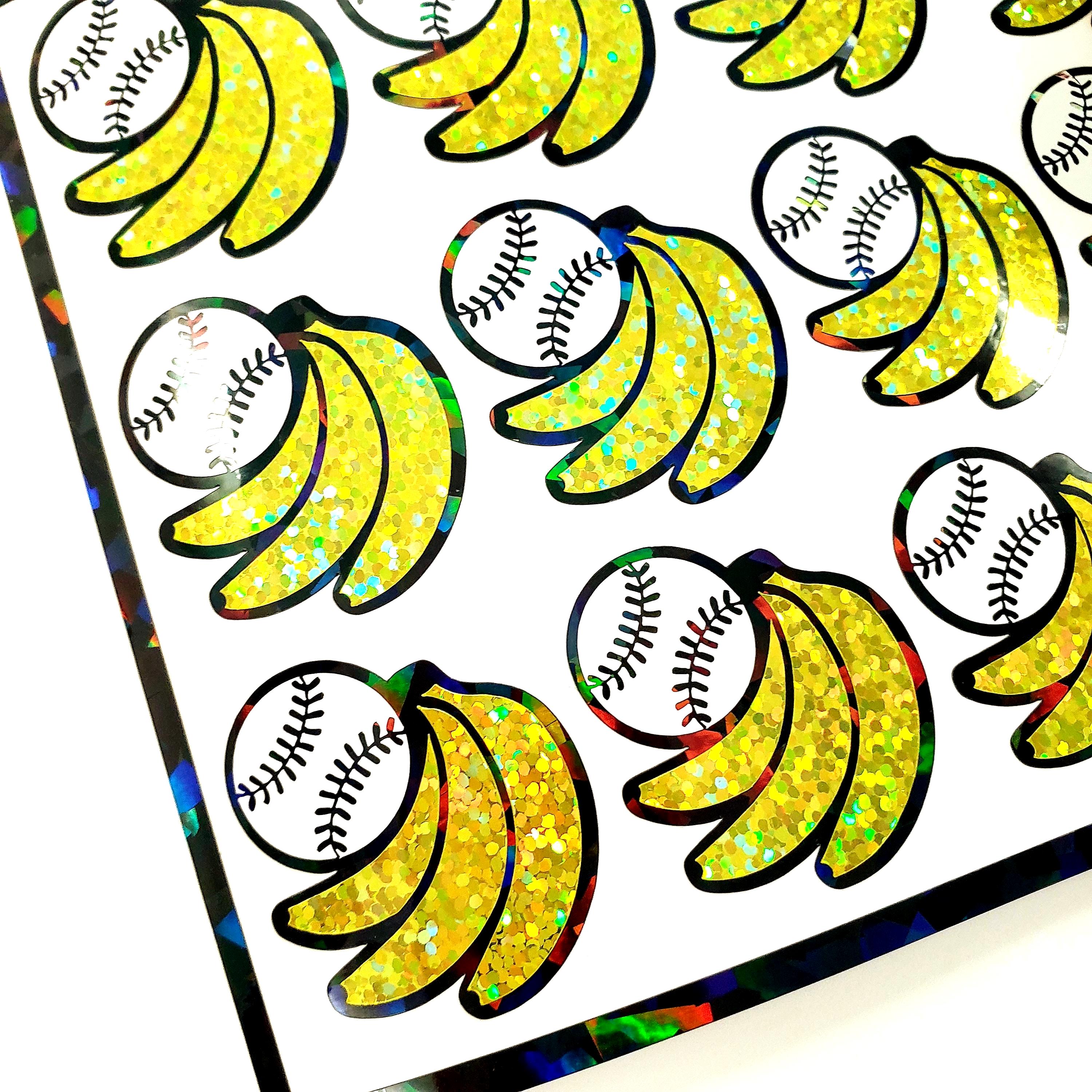 Bananas and Baseball Stickers, sparkly version – Fairy Dust Decals