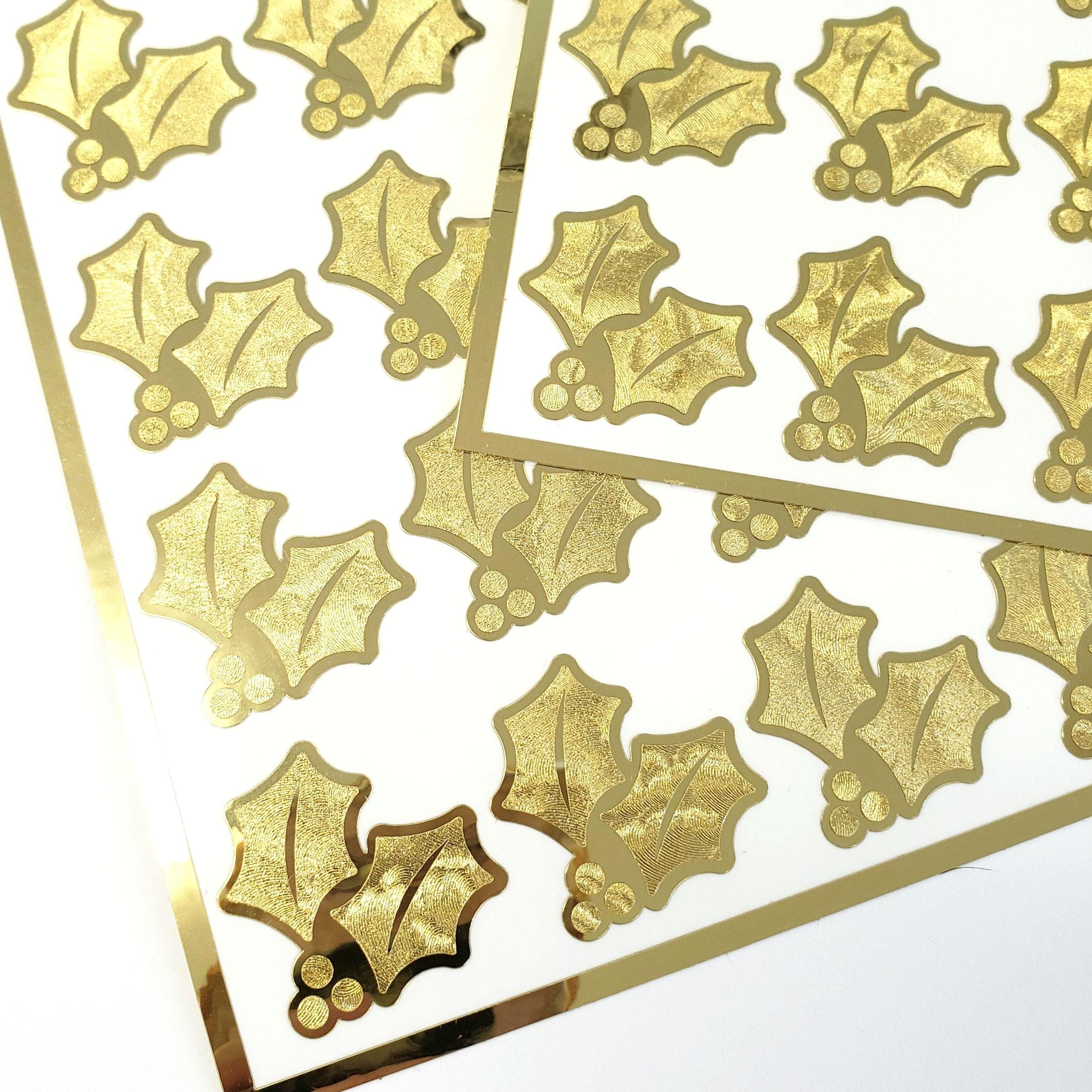 Gold Holly Leaf Stickers, Set of 20 – Fairy Dust Decals