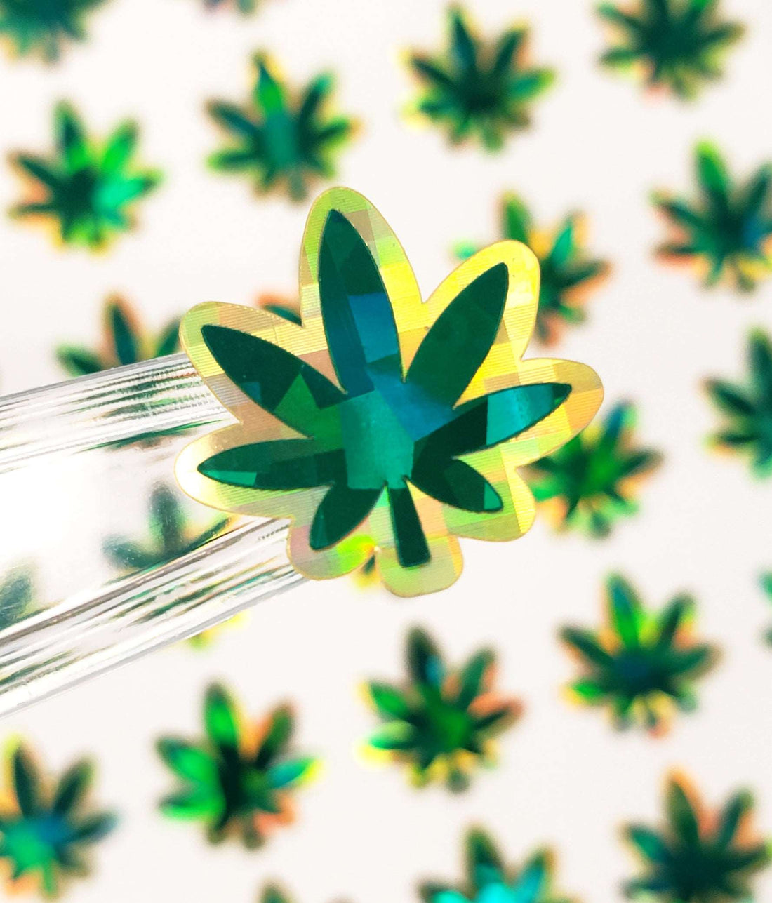 Pot Leaf Stickers, set of 30 green and gold leaves – Fairy Dust Decals