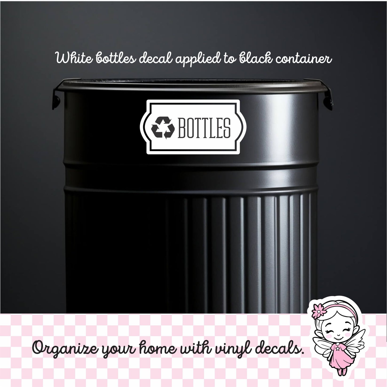 Recycle Bottles Decal, recycling bin label – Fairy Dust Decals